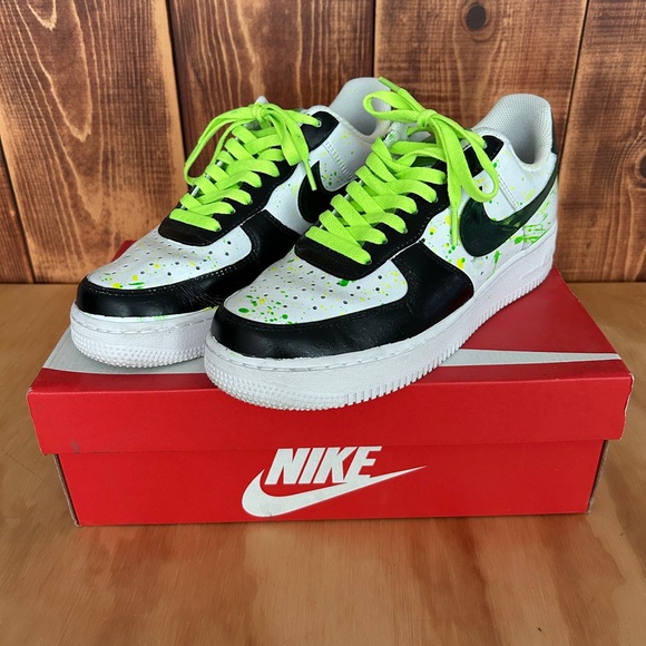 Nike | Shoes | Custom Nike Black And Neon Yellow Air Force | Poshmark